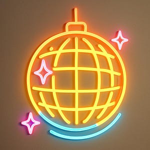 Disco Ball Neon Sign. Mirror Ball Light. Club Led Sign. Disco Ball in ...
