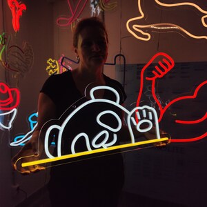 Panda Neon Sign, Panda Waves Neon Light, Animal Led Light, Custom Panda ...