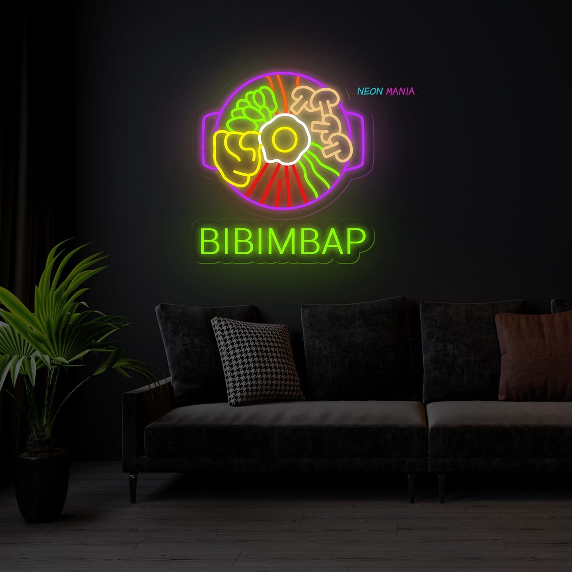 Bibimbap LED Neon Sign. Korean Rice Dish Led Neon. Rice With Meat and ...
