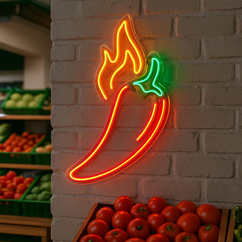 Pepper Neon Sign. Neon Decor for Fruit and Vegetable Shop. Vegetables ...
