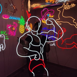 Athlete Neon Sign, Sportsman Neon Light, Man With Muscles Led Night ...