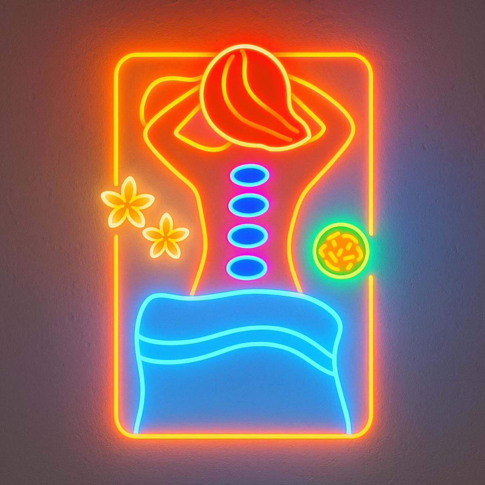 Stone Therapy Back Neon Sign. Massage Salon Light. Wellness Complexes ...