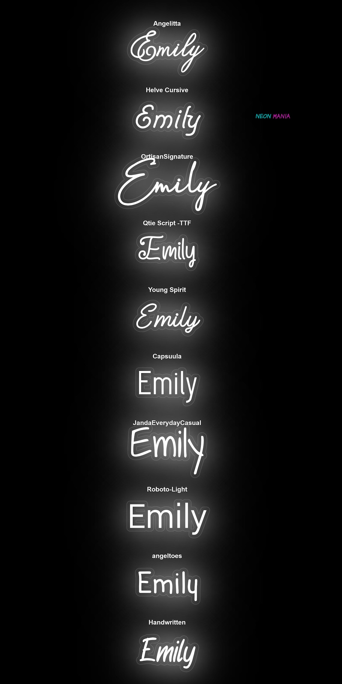 Emily Name Neon Sign Mila Led Neon Sign Custom Name Neon - Etsy