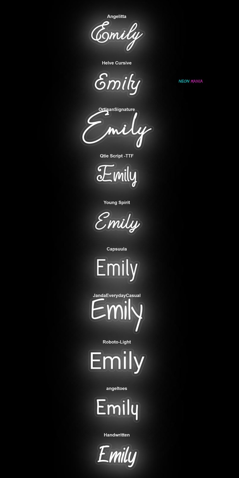 Emily Name Neon Sign Mila Led Neon Sign Custom Name Neon - Etsy