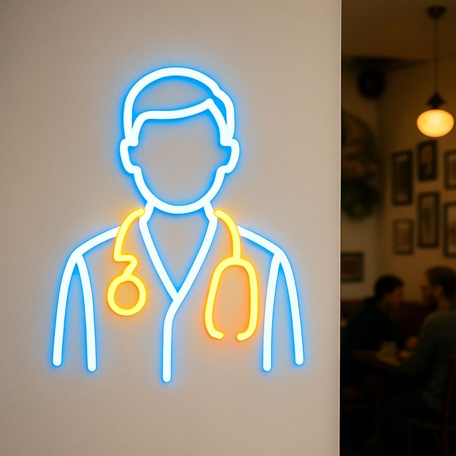 Doctor With Stethoscope Neon Sign. Hospital Light. Clinic Led Sign ...