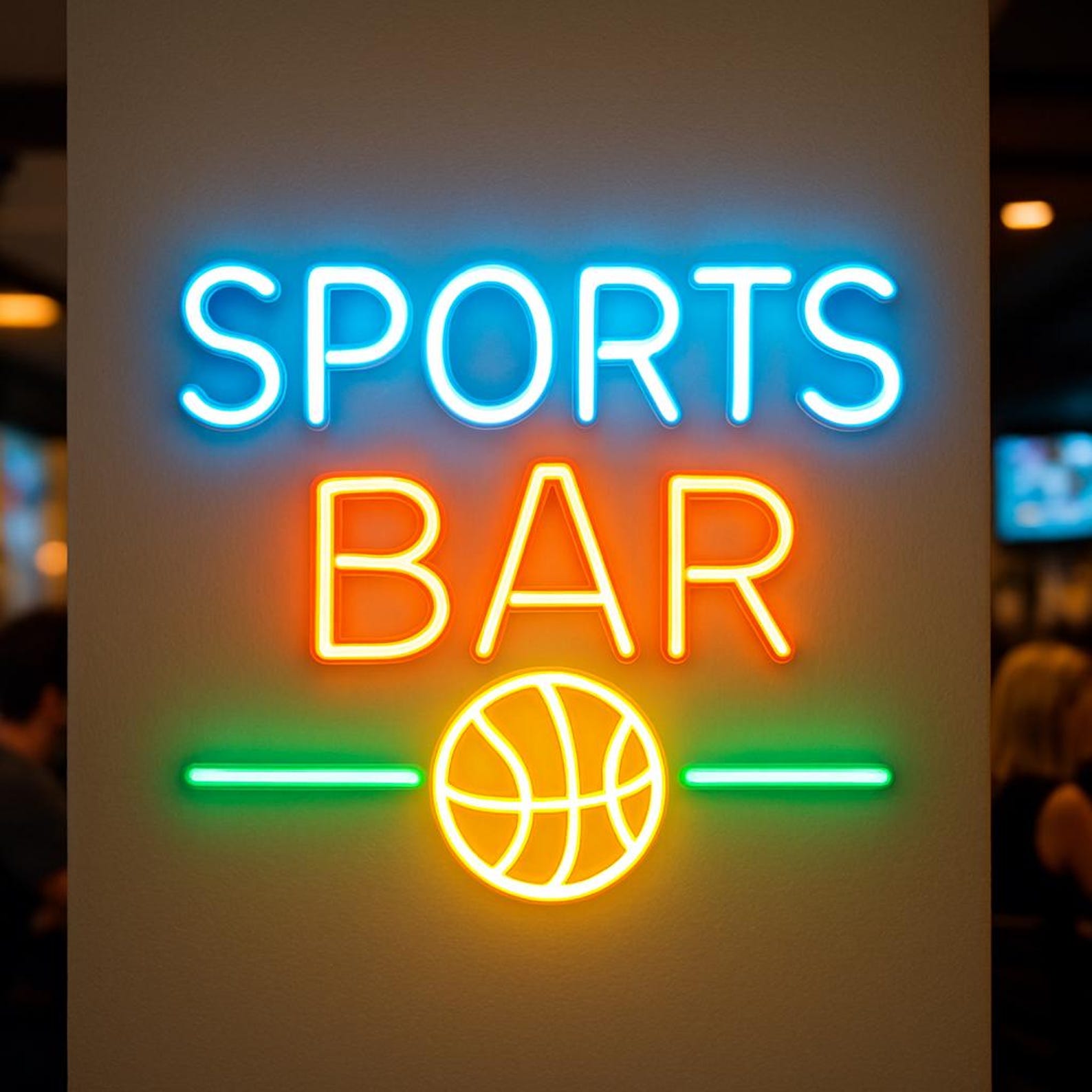 Sports Bar Neon Sign. Sports Light. Ball and Beer Mug Led Sign. Gift ...