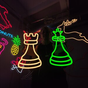 Chess Rook Neon Sign, Chess Club Led Light Sign, Custom Chess Pieces ...