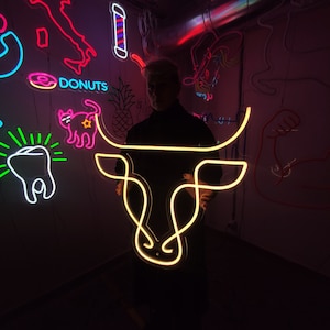 Bull Neon Sign, Bull Head Led Neon, Bull Light Sign, Animal Sign, Texas ...