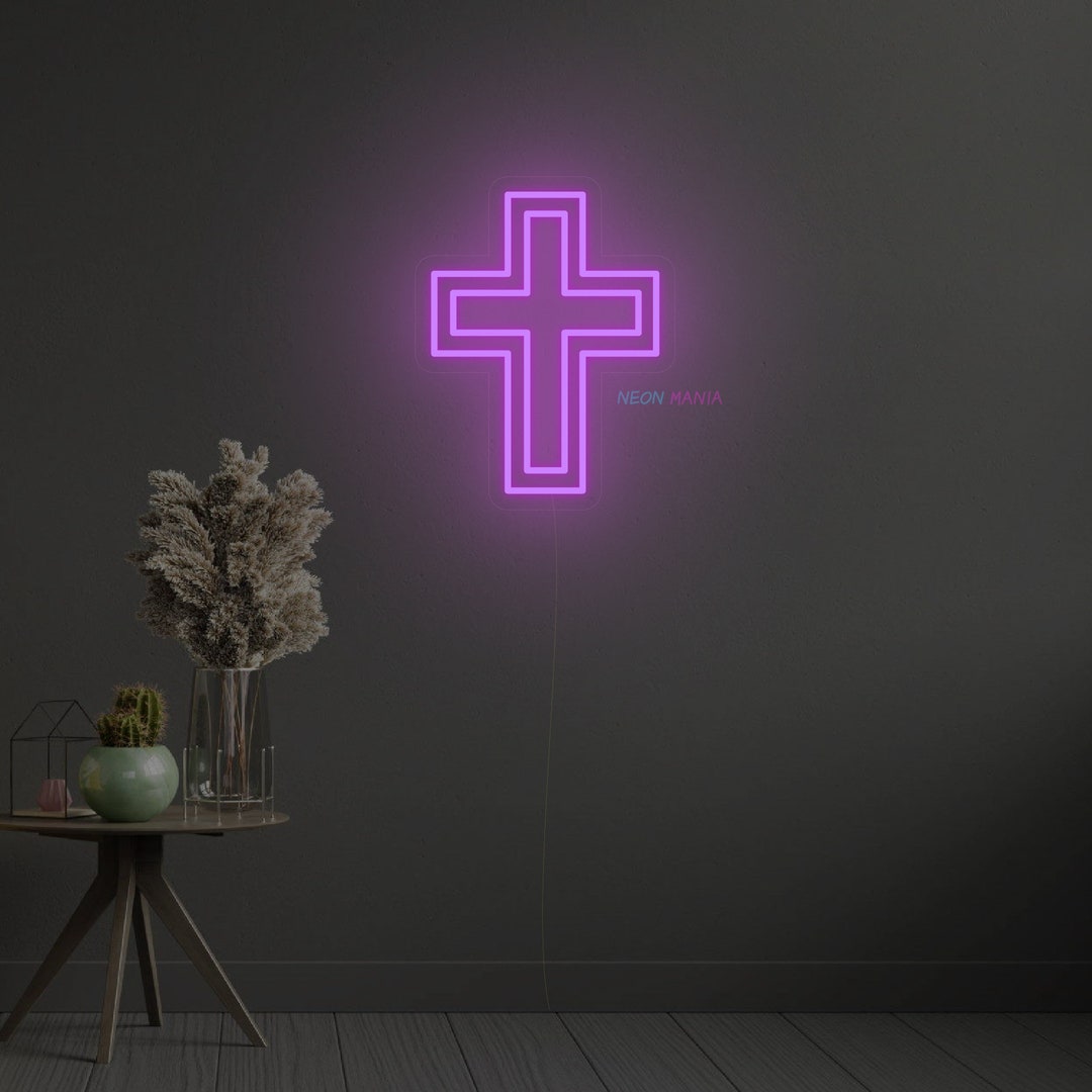 Cross Neon Sign, Jesus Cross Neon Light Sign, Cross on the Grave Led ...