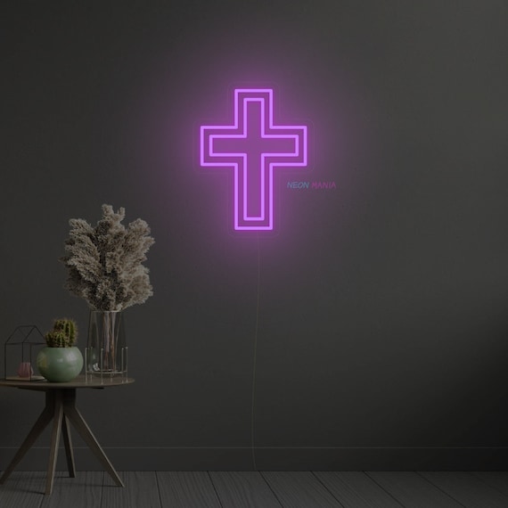 Cross Neon Sign Jesus Cross Neon Light Sign Cross on the - Etsy