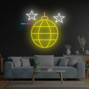 Disco Ball Neon Sign, Disco Ball Led Light, Neon Party Decor, Stars ...