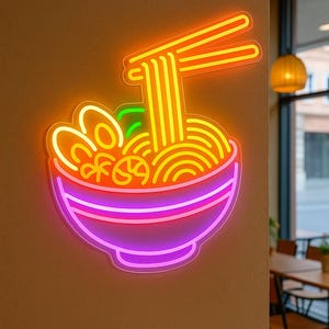 Noodles Neon Sign. LED Restaurant Decor. Chef Gift Idea. Chinese Food ...