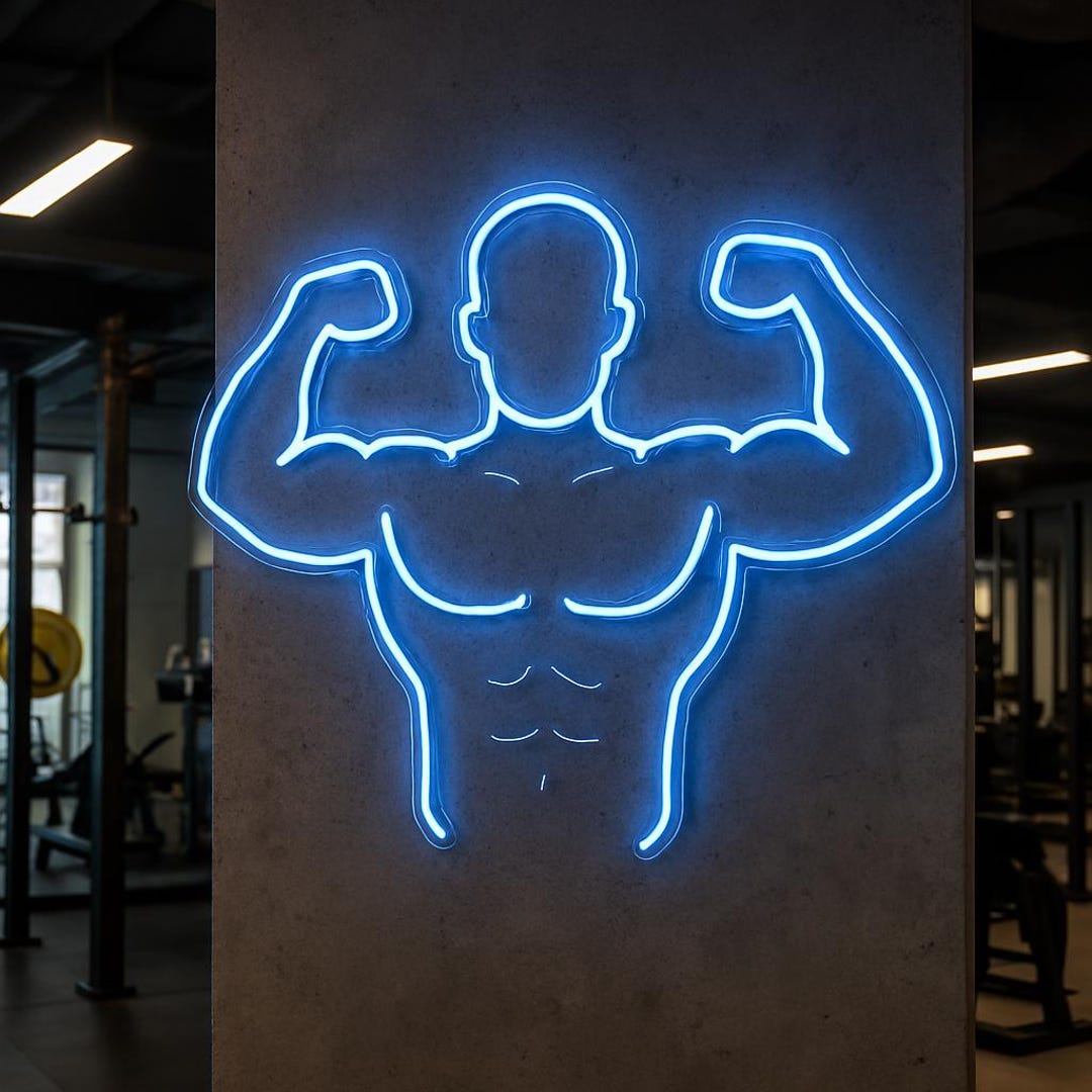 Neon Arm Muscle Sign. Biceps Light Sign. LED Gym Light. Workout ...