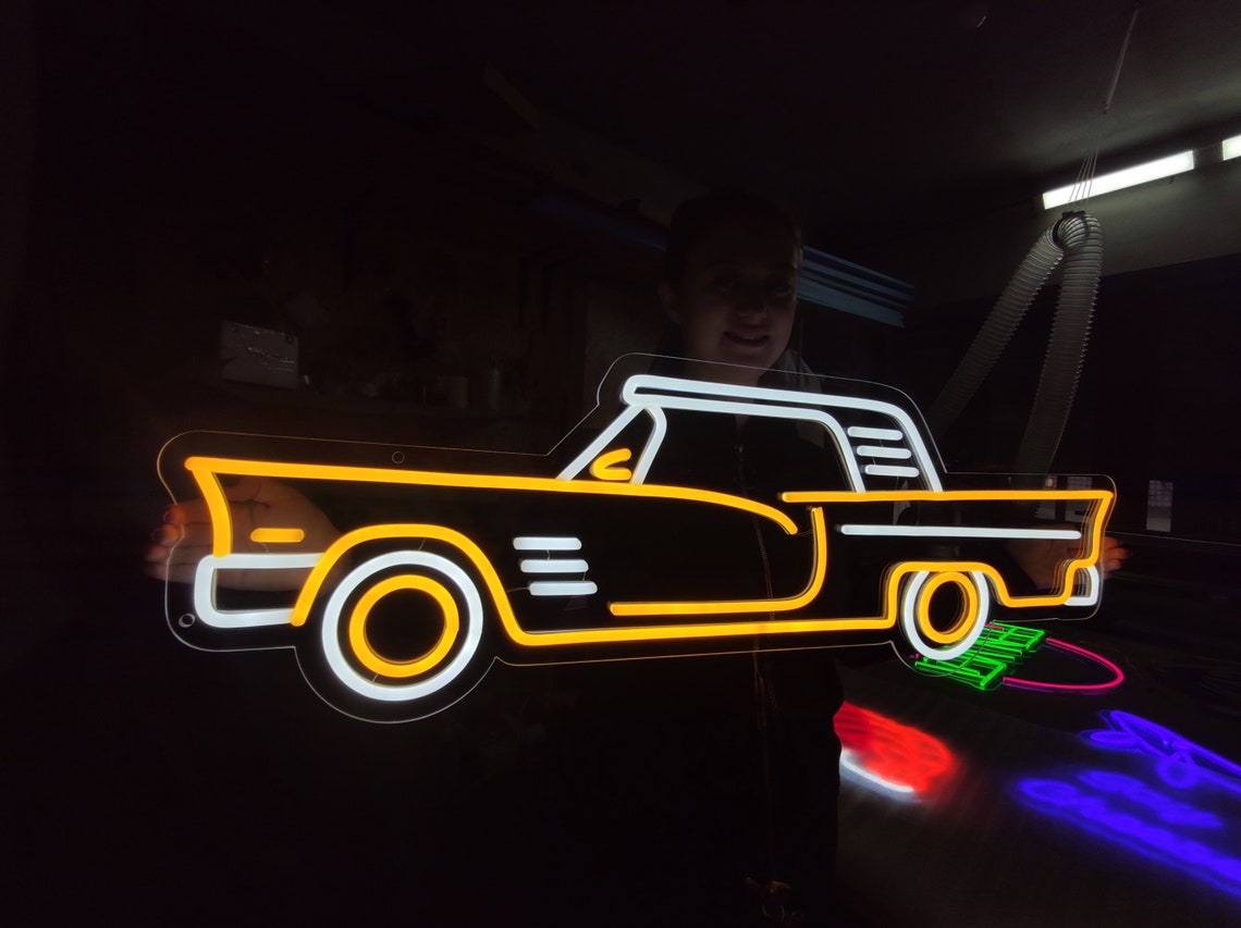 Car Neon Sign Custom Vintage Led Light up for Bedroom Salon - Etsy