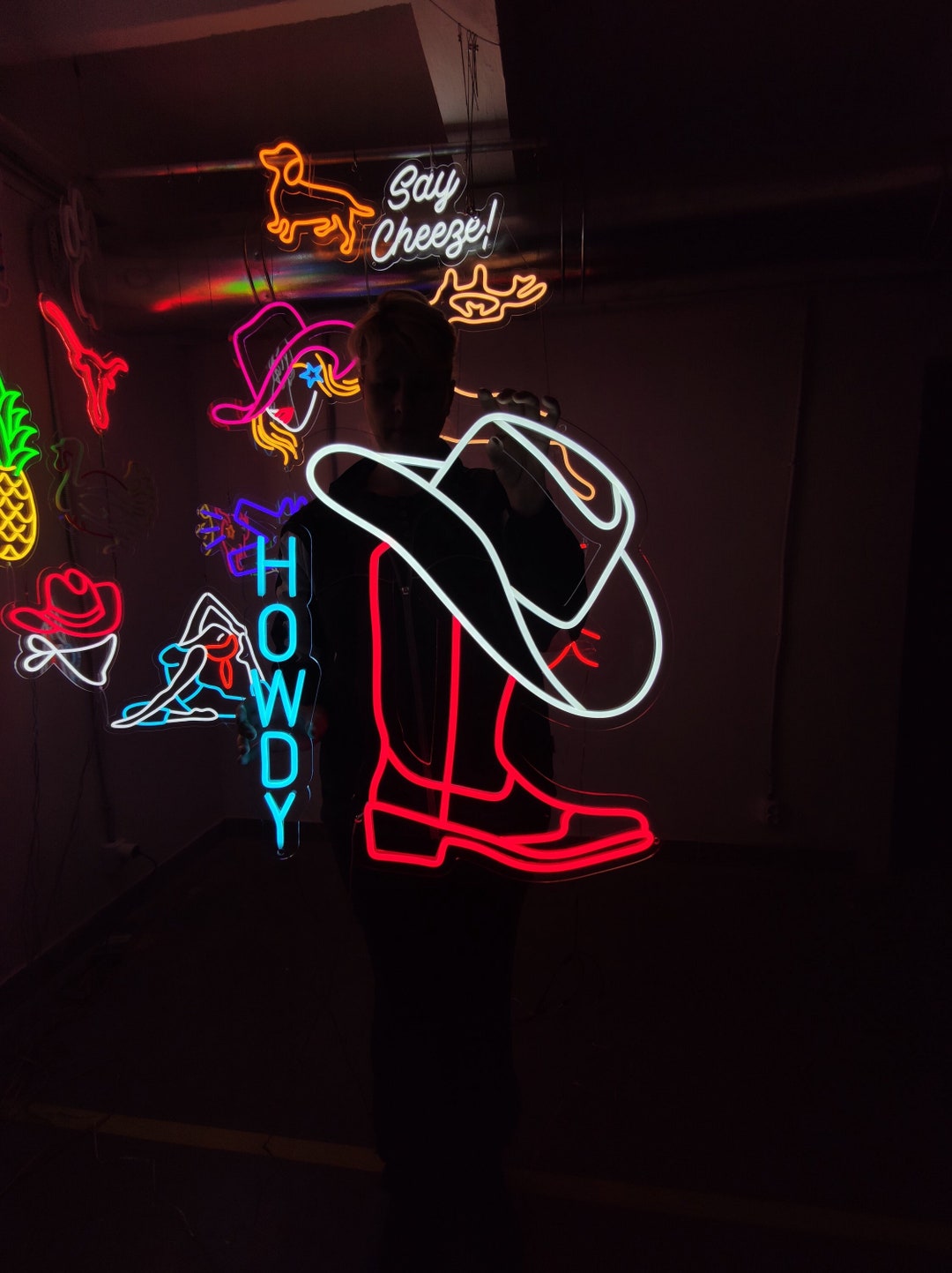 Cowboy Boot Neon Sign, Cowboy Hat Light Sign, Cowboy Shoe Led Neon ...