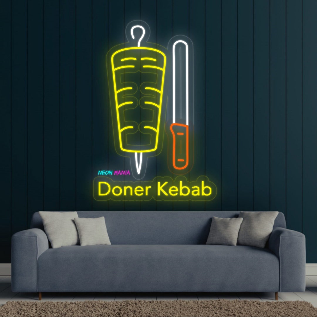 Doner Kebab Neon Sign Meat With Knife Neon Light Shawarma - Etsy
