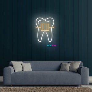 Tooth With a Brace Neon Sign Teeth Braces Led Neon Dental - Etsy