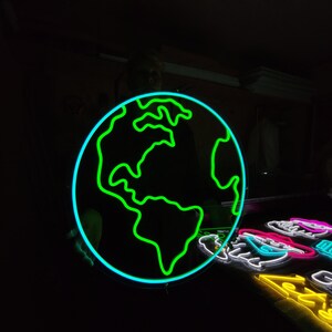 Earth Neon Sign, Planet Earth Neon Light, Ecology Led Light, Custom ...