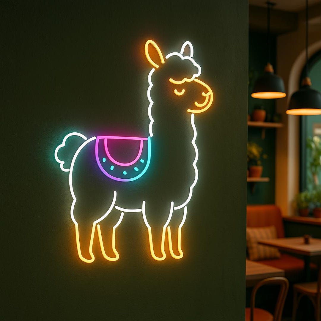 Custom Animal Neon Sign. Llama, Alpaca, Camel, Vicuña, Guanaco, Donkey ...