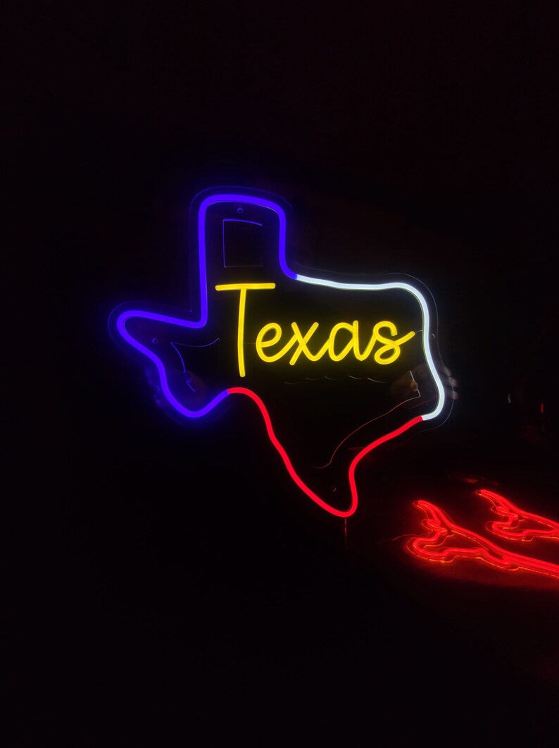 Texas Neon Sign Texas Map Led Neon Western Led Light Light - Etsy