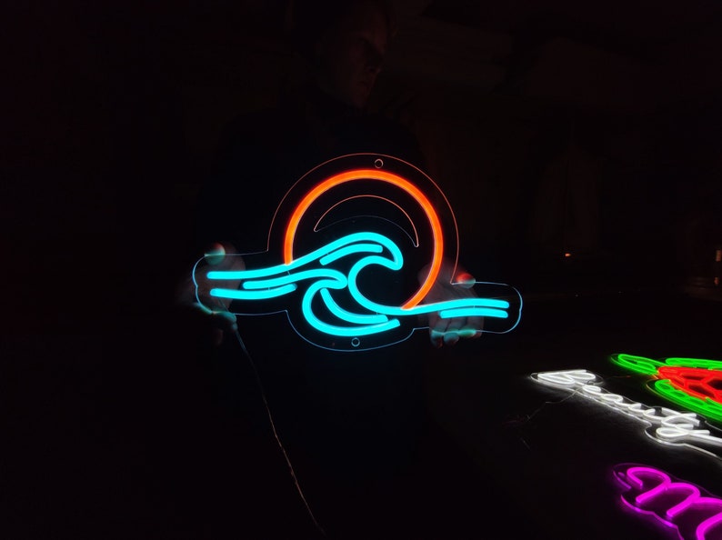 Sun Behind Waves Neon Sign Sunset Neon Light Sunrise Led - Etsy