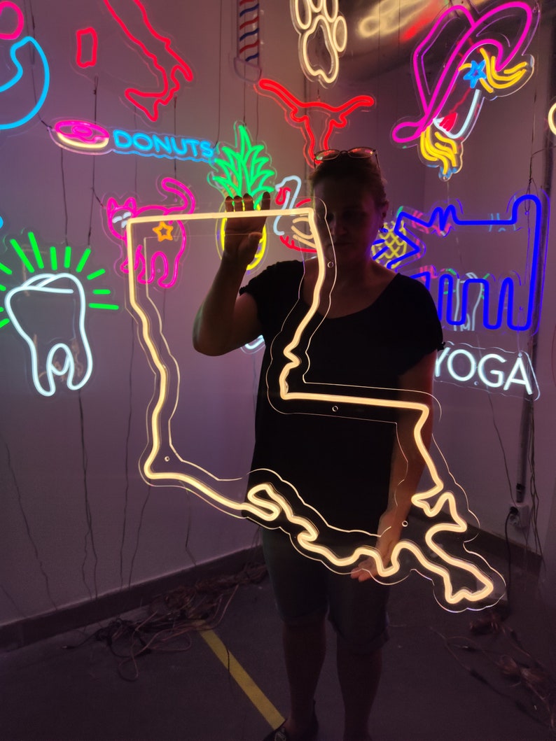 Louisiana Map Neon Sign, State of the United States of America Led Neon ...
