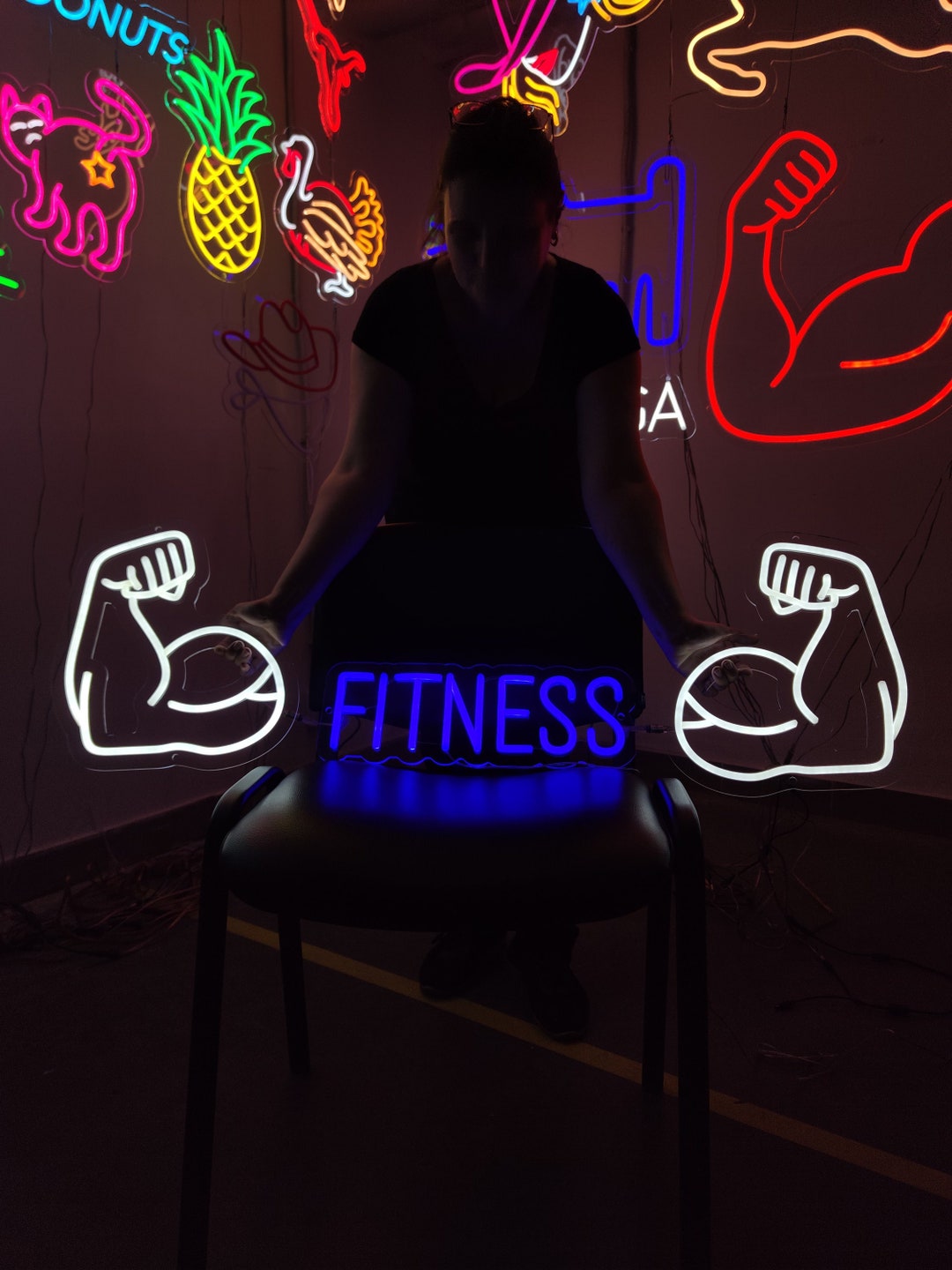 Fitness Neon Sign, Fitness Neon Light, Biceps Led Sign, Strong Hands ...