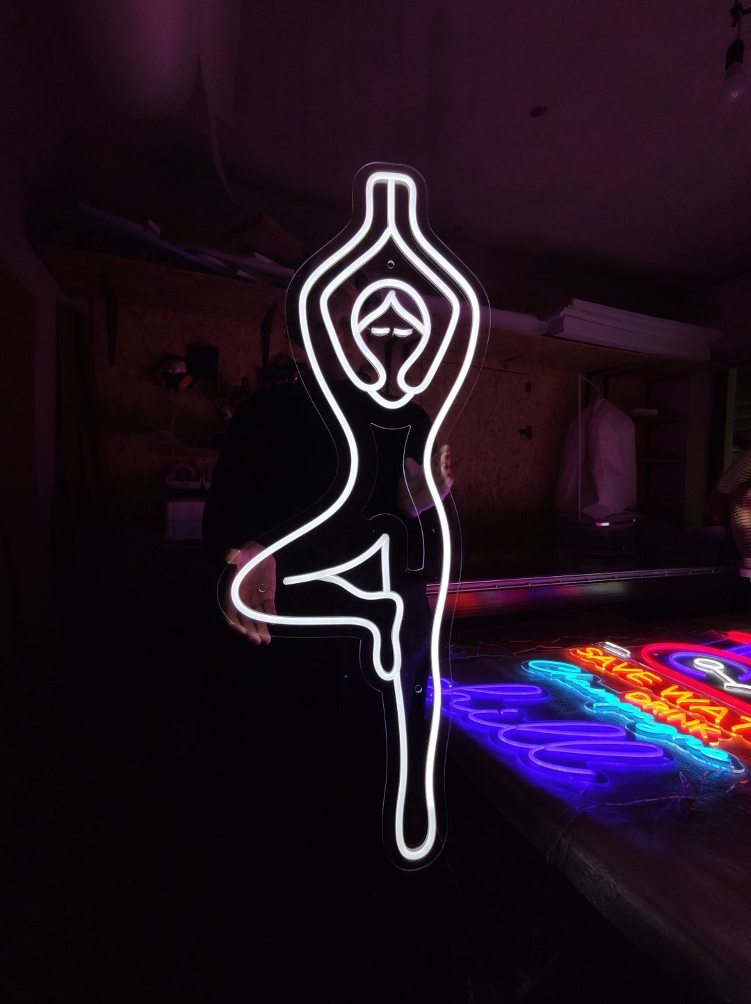 Yoga Girl Neon Sign, Yoga Tree Pose Led Light, Meditation Led Neon ...
