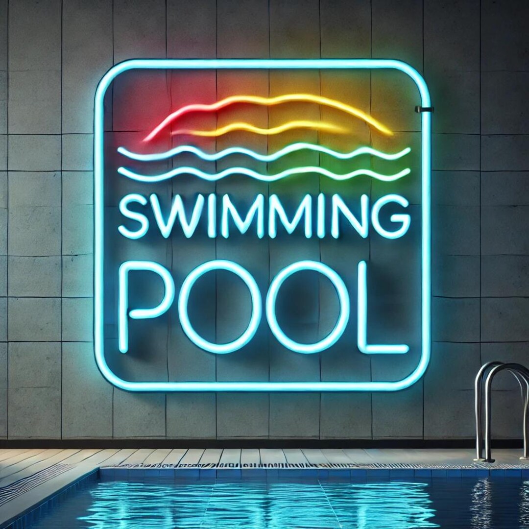 Swimming Pool Neon Sign. Pool Inflatables, Swim All Day, Just Keep ...