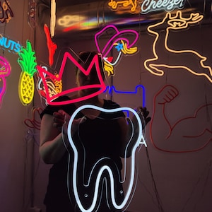 Tooth Neon Sign, Tooth With a Crown Led Neon, Medicine Led Light ...