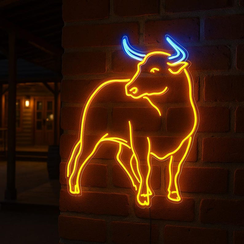 Rodeo Neon Sign. Bull LED Decor. Woman on Bull Neon Decor. Man on Bull ...