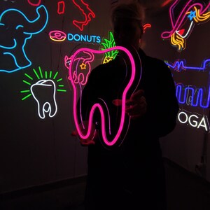 Tooth Neon Sign, Dental Office Decor, White Tooth Led Neon, Dentist ...