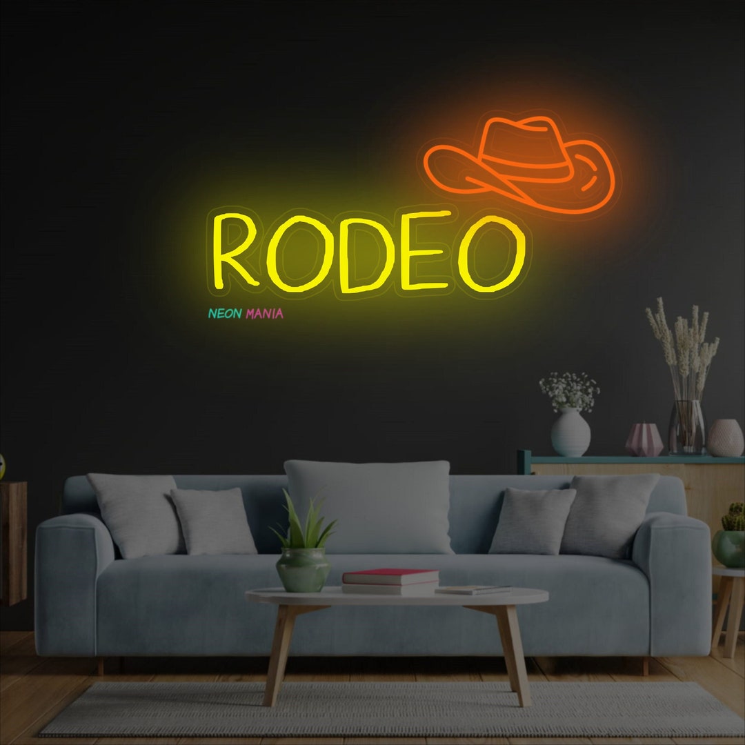 Rodeo Neon Sign, Cowboy Hat Led Sign, Western Decor Neon Light, Cowboy ...