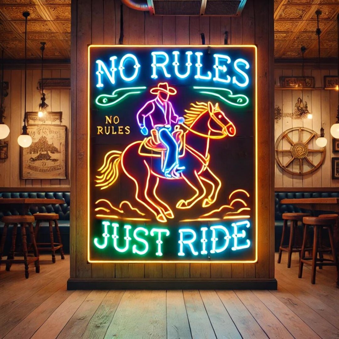 Custom Cowboy LED Neon Sign. Cowboy Party Decor. Giddy Up, No Rules ...