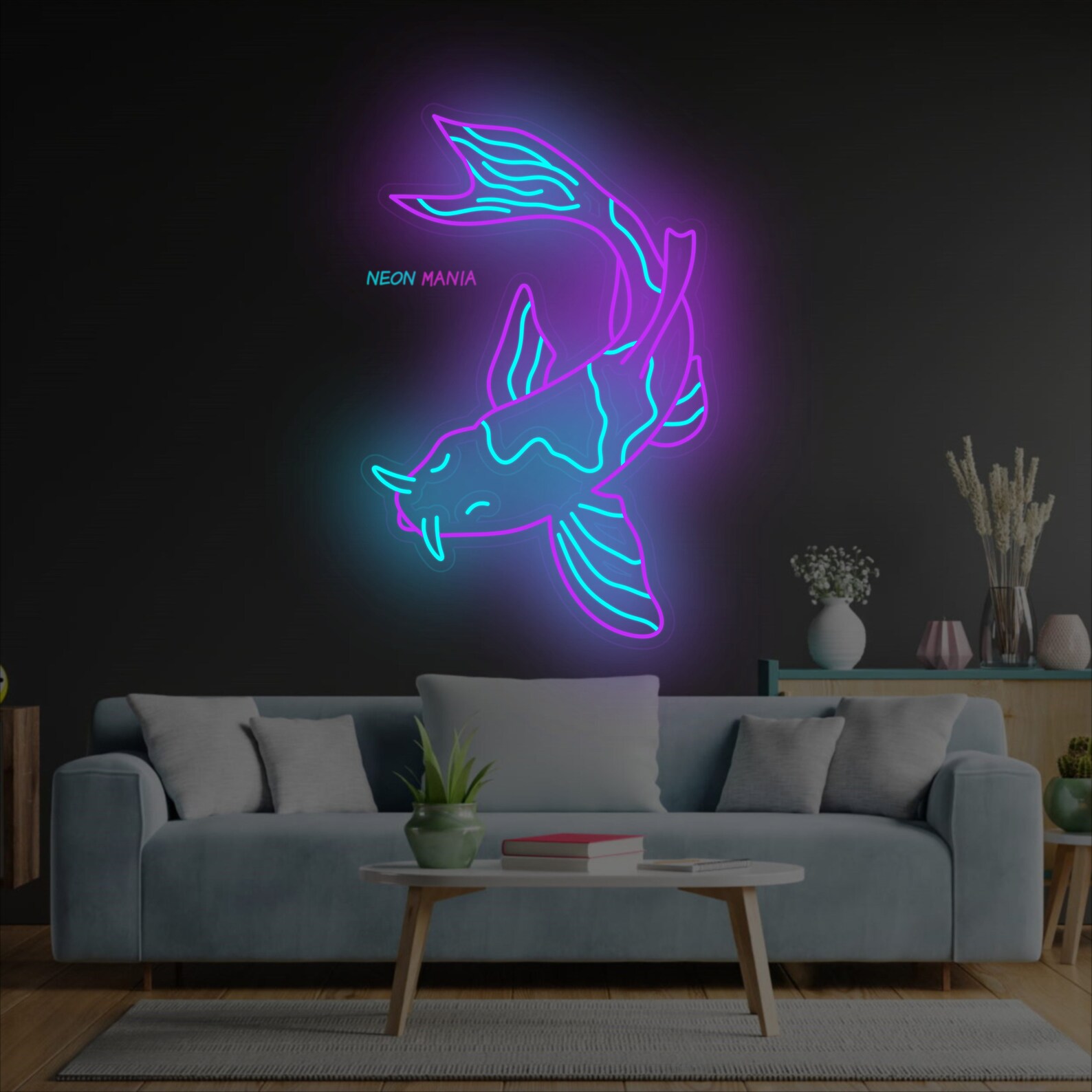 Koi Fish Neon Sign, Japanese Fish Led Neon, Koi Carp Sign, Light Sign ...