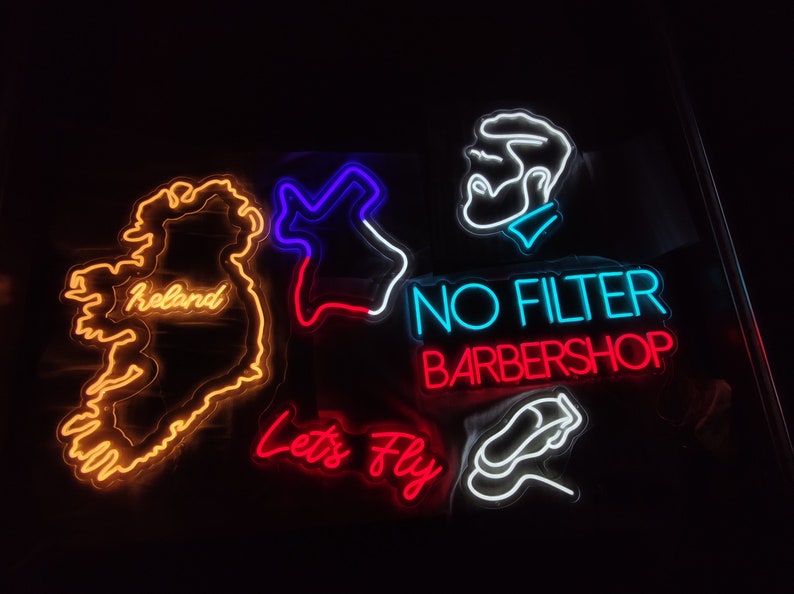 Ireland Map Neon Sign, the Second-largest Island of the British Isles ...