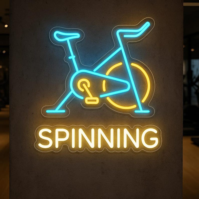 Spinning Neon Sign. Spinbike LED Decor. Cardio Workout Neon Decor ...