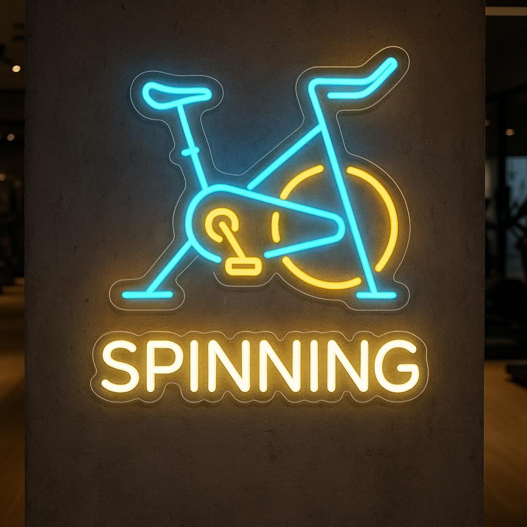 Spinning Neon Sign. Spinbike LED Decor. Cardio Workout Neon Decor ...