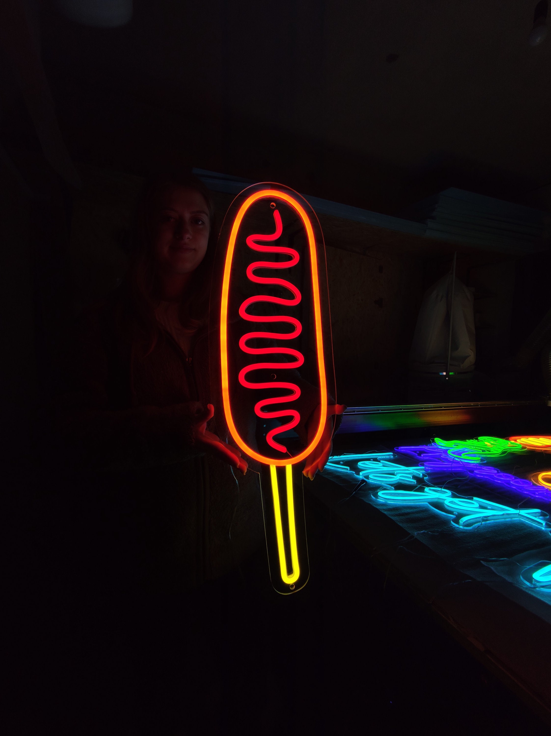 Corn Dog Neon Sign, Fast Food Led Light, Food Neon Light for Bar, Corn ...