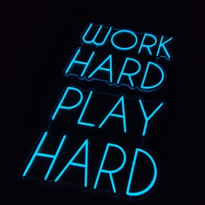 Work Hard Neon Sign, Play Hard Neon Sign, Custom Text Led Light, Custom ...