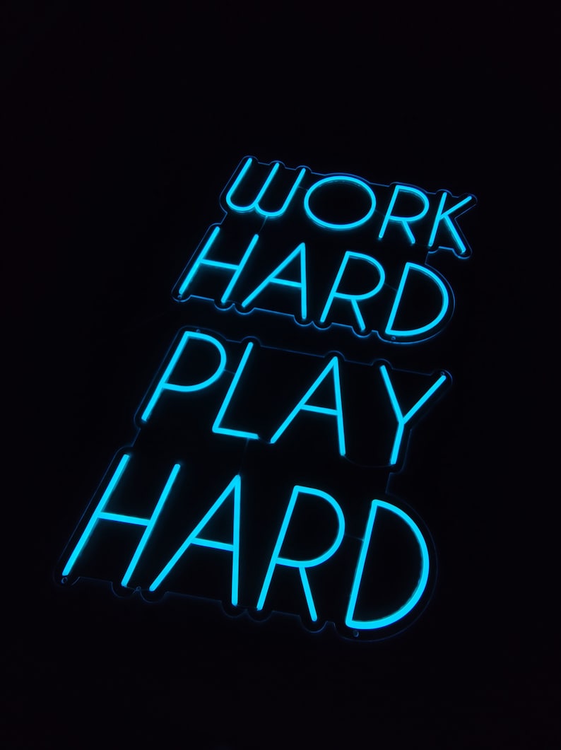 Work Hard Neon Sign Play Hard Neon Sign Custon Text Led | Etsy
