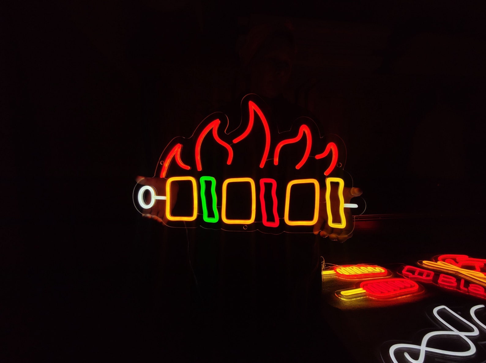 Barbecue Neon Sign, Kebab Led Sign, Hot Meat Neon Light, BBQ Led Light ...
