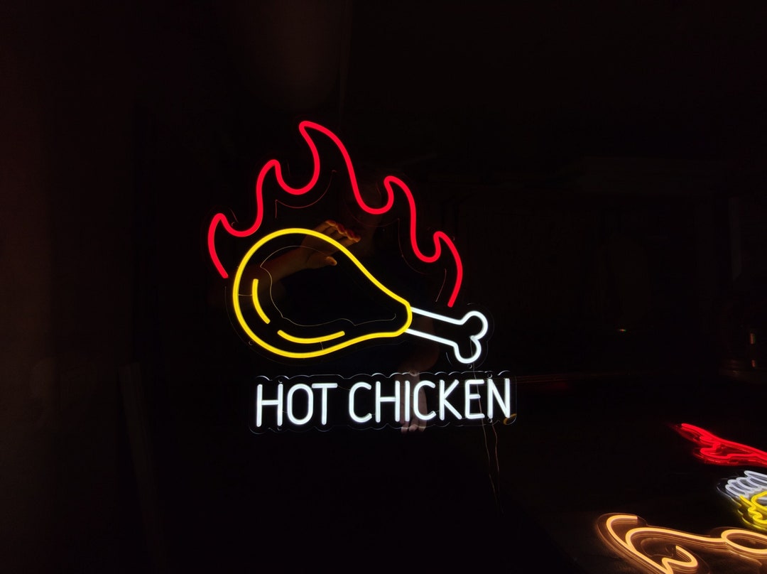Hot Chicken Neon Sign, Chicken Leg Neon Light, Fried Chicken Leg Light ...