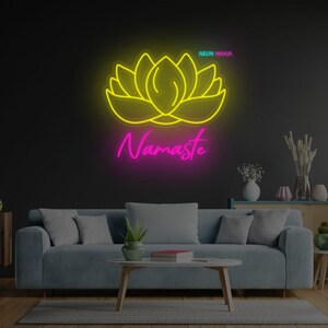Namaste Neon Sign, Lotus Neon Light, Yoga Led Light, Meditation Room ...