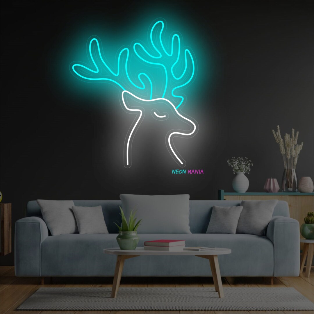 Deer Neon Sign, Deer Head Neon Light for Your Home Decor, Custom Winter ...