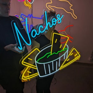 Nachos Neon Sign, Cheese Sauce Neon Light, Mexican Nachos Light Sign ...
