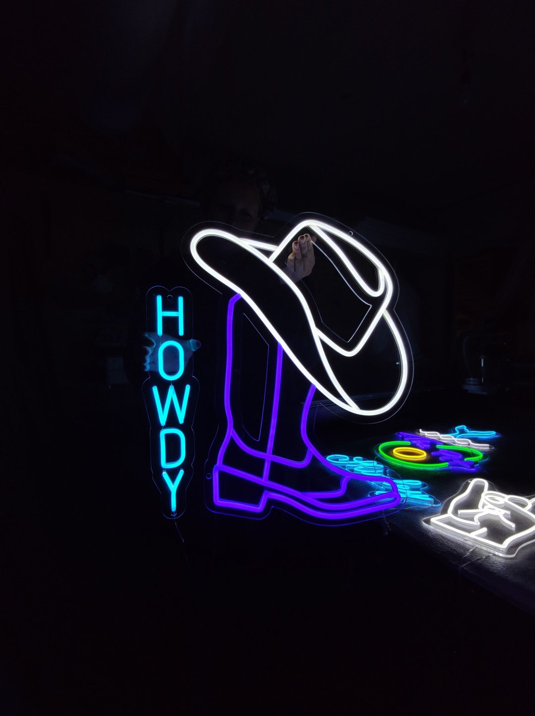 Cowboy Boot Neon Sign Cowboy Hat Light Sign Cowboy Shoe Led - Etsy
