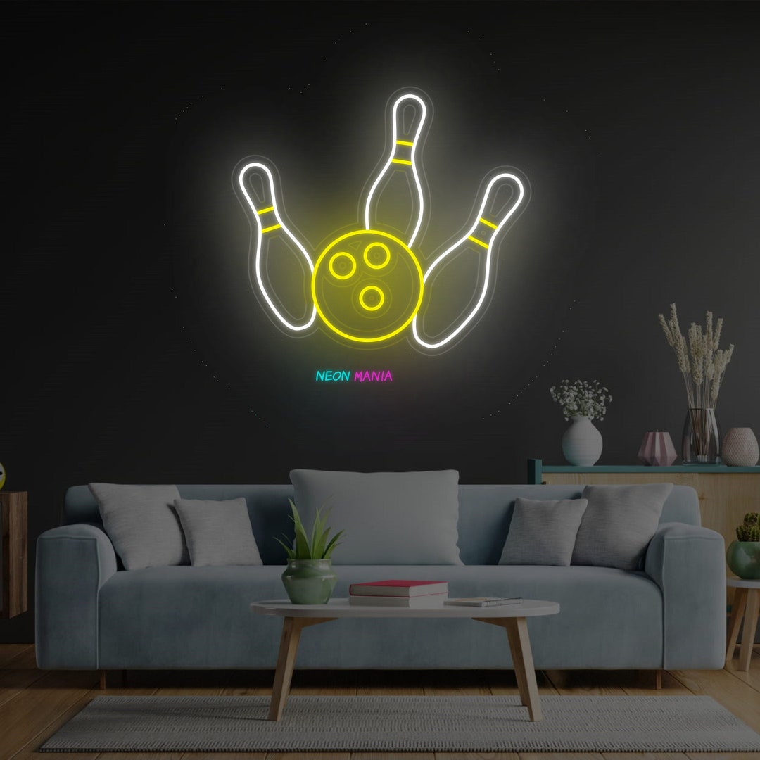 Bowling Neon Sign, Bowling Pins and Ball Neon Light, Bowling Ball Led ...