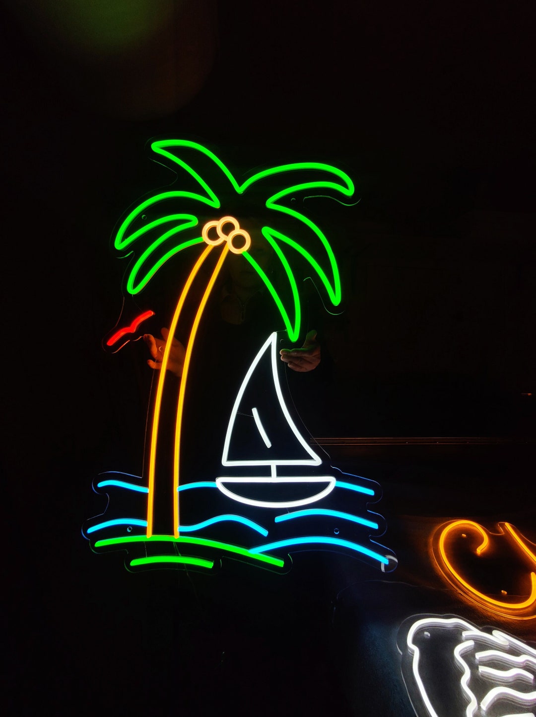 Island Neon Sign, Desert Island Led Light, Palm Tree Led Sign, Boat ...