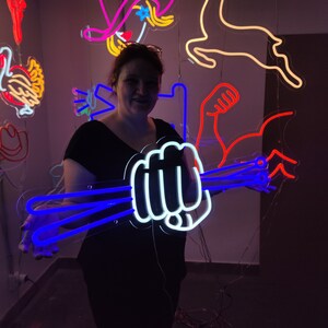 Percussion Mallets in a Hand Neon Sign, Drum Mallets Led Light, Beaters ...